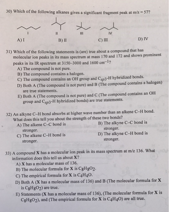 Solved Which of the following alkanes gives a significant | Chegg.com