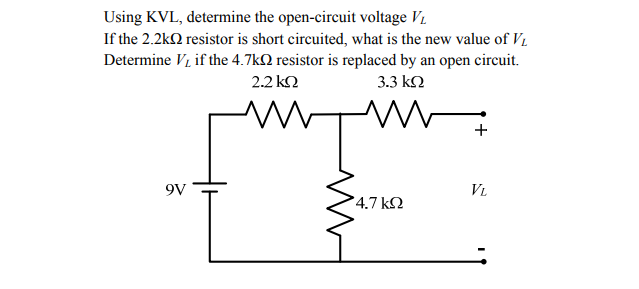 Solved Using KVL, determine the open-circuit voltage V If | Chegg.com