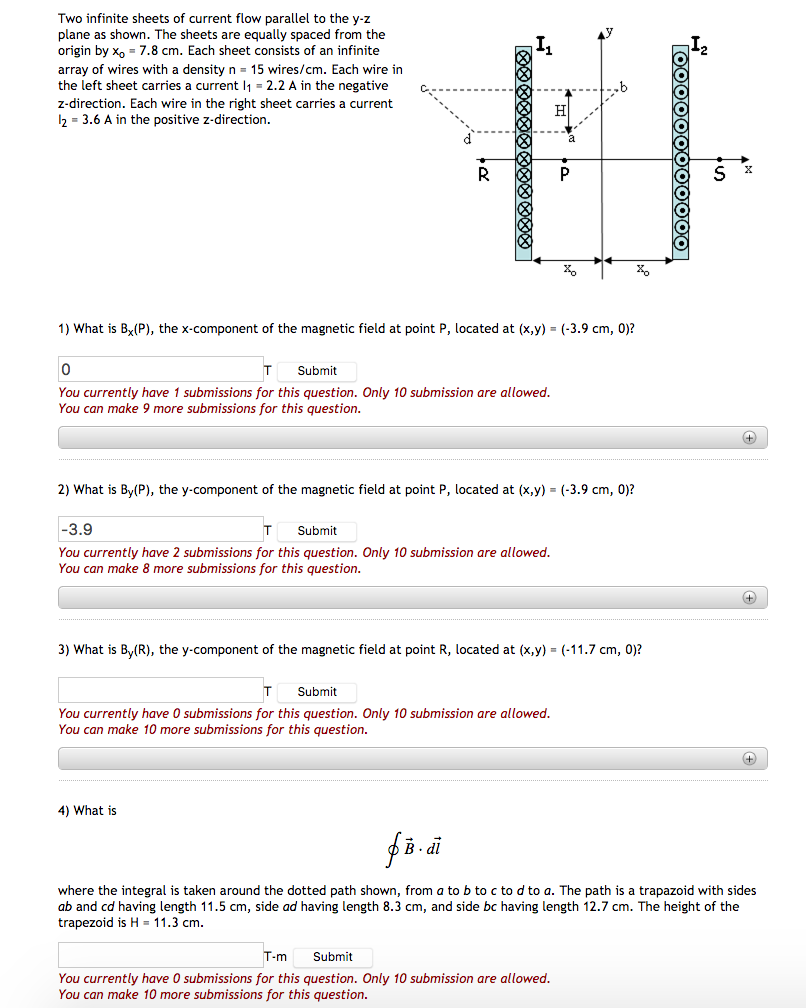 Solved Two infinite sheets of current flow parallel to the | Chegg.com