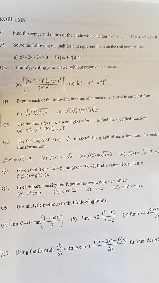 Solved ROBLEMS 1. Find the center and radius of the circle | Chegg.com Solved ROBLEMS 1. Find the center and radius of the circle | Chegg.com