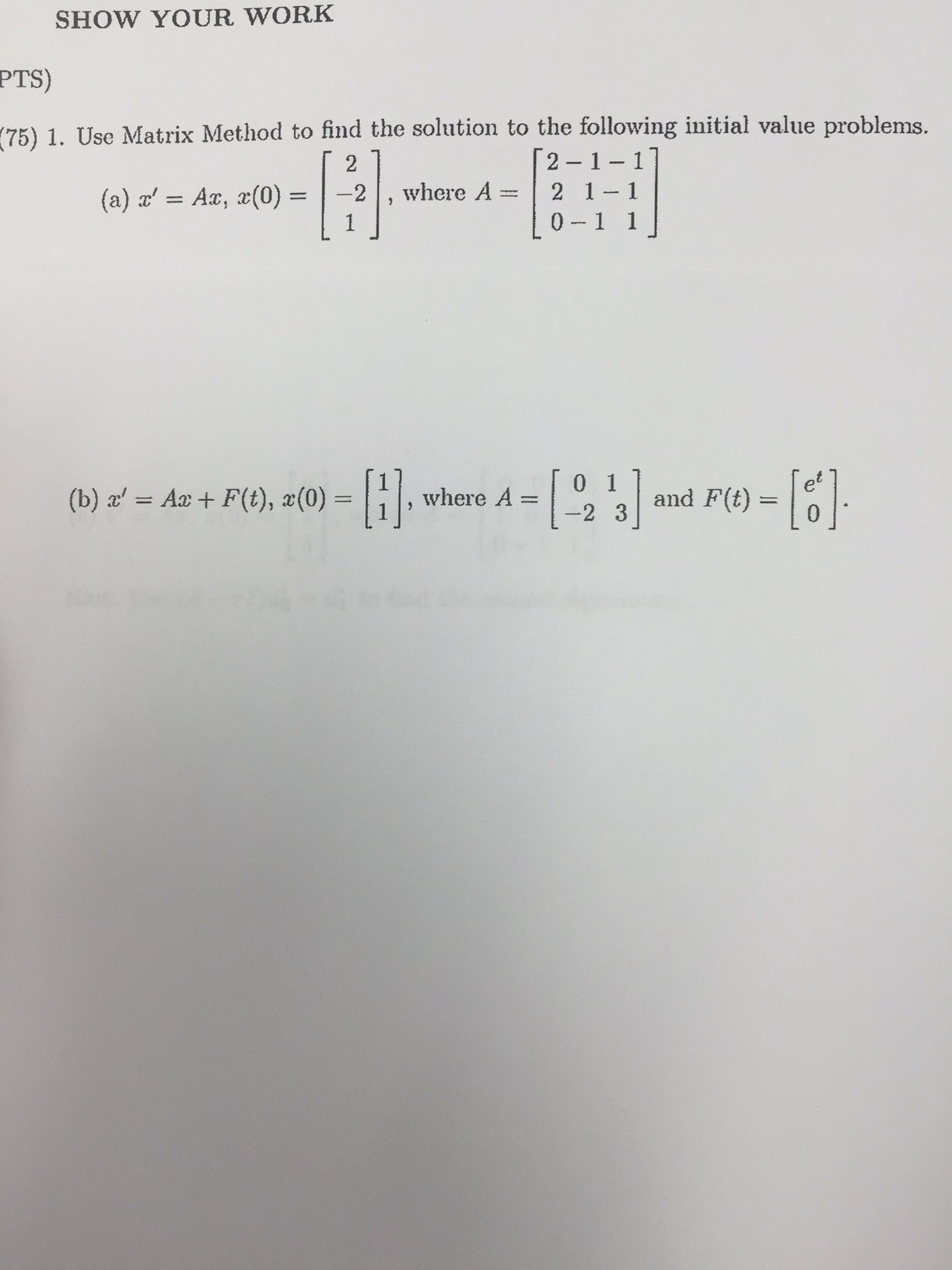 Solved 75 Show Your Work The Solution To The Following Chegg