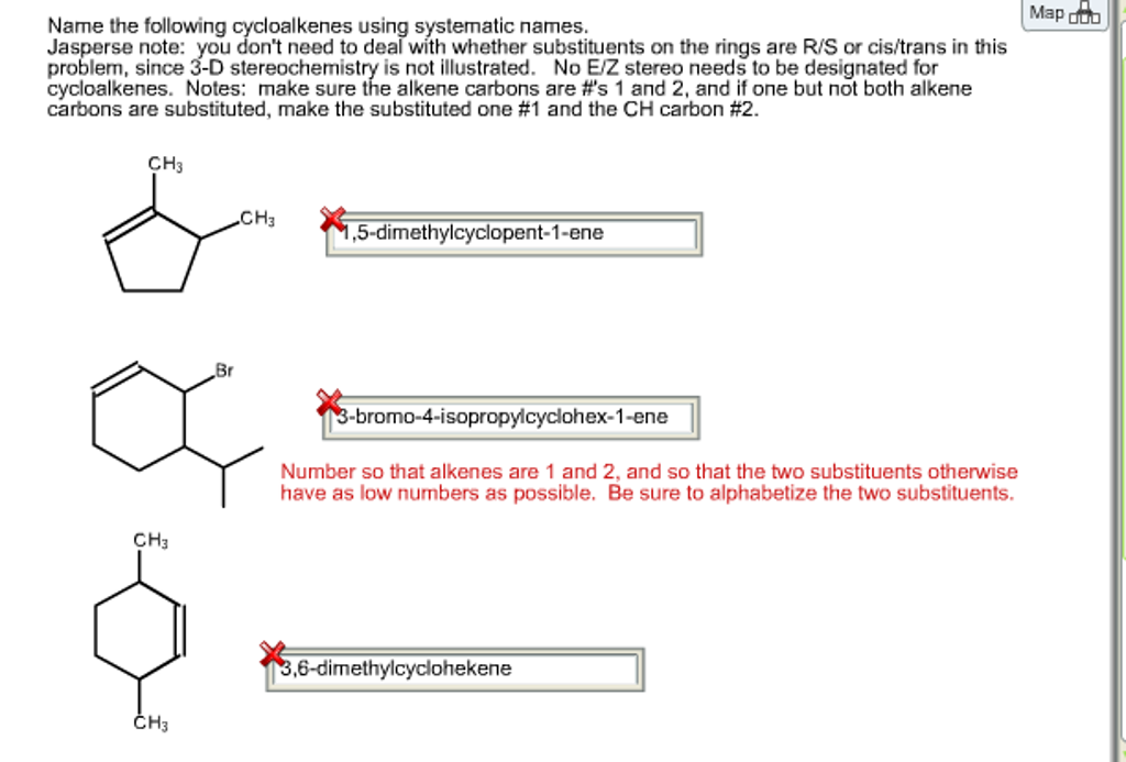 Solved Name the following cycloalkenes using systematic | Chegg.com