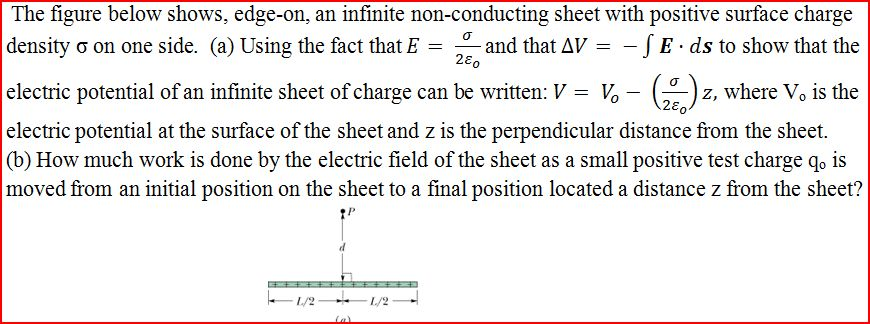 Solved The figure below shows, edge-on, an infinite | Chegg.com