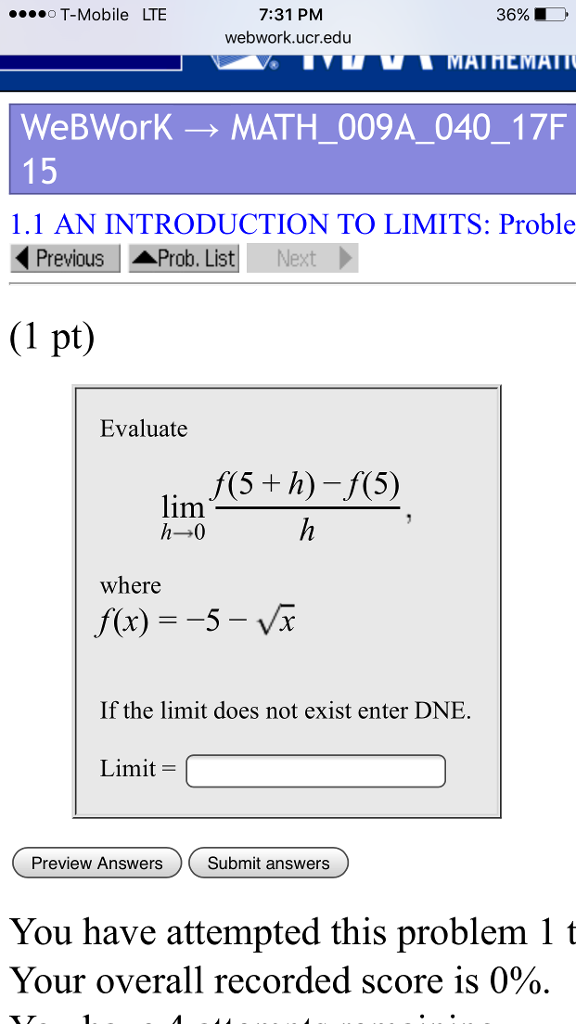 Solved 7:31 PM webwork.ucr.edu OT-Mobile LTE WeBWorK→ MATH | Chegg.com