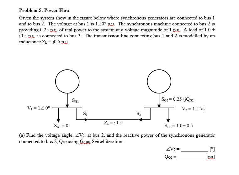Solved Problem 5: Power Flow Given the system show in the | Chegg.com