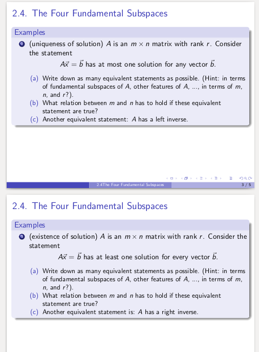 Solved 2.4. The Four Fundamental Subspaces Examples | Chegg.com