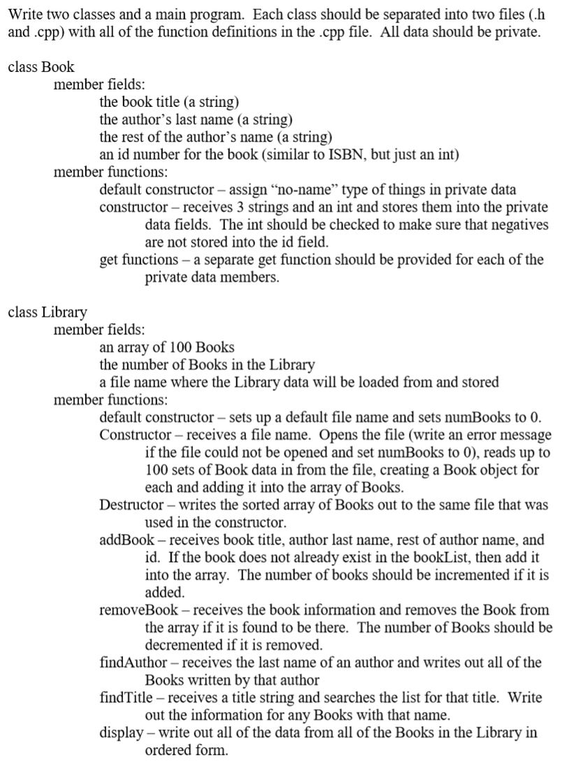 Solved I need help implementing a text file into a class, | Chegg.com
