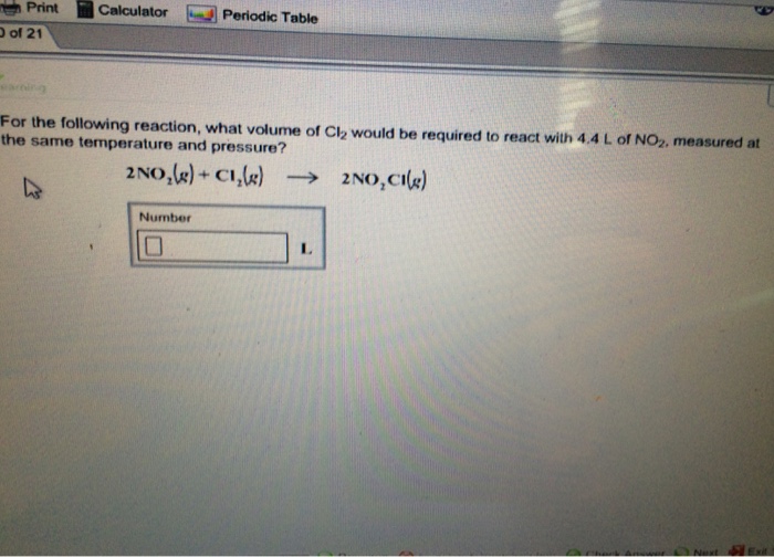 Solved For the following reaction, what volume of Cl_2 would | Chegg.com