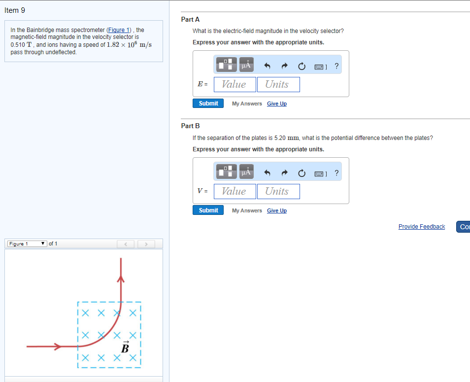 Solved Item 9 Part A In the Bainbridge mass spectrometer | Chegg.com