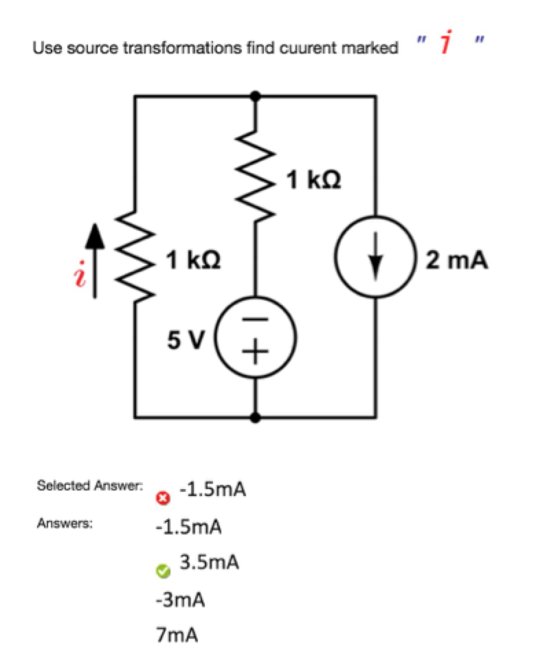 Solved Use source transformations find current marked "i" | Chegg.com