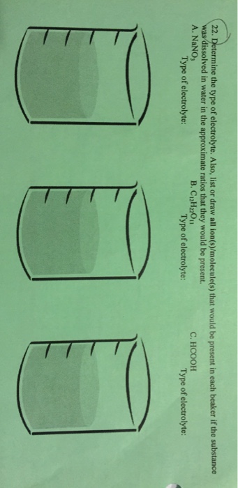 Solved Determine the type of electrolyte. Also, list or draw | Chegg.com