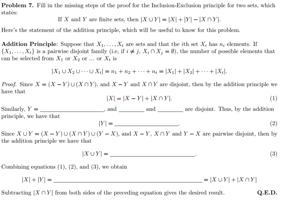 Solved Problem 7. Fill in the missing steps of the proof for | Chegg.com