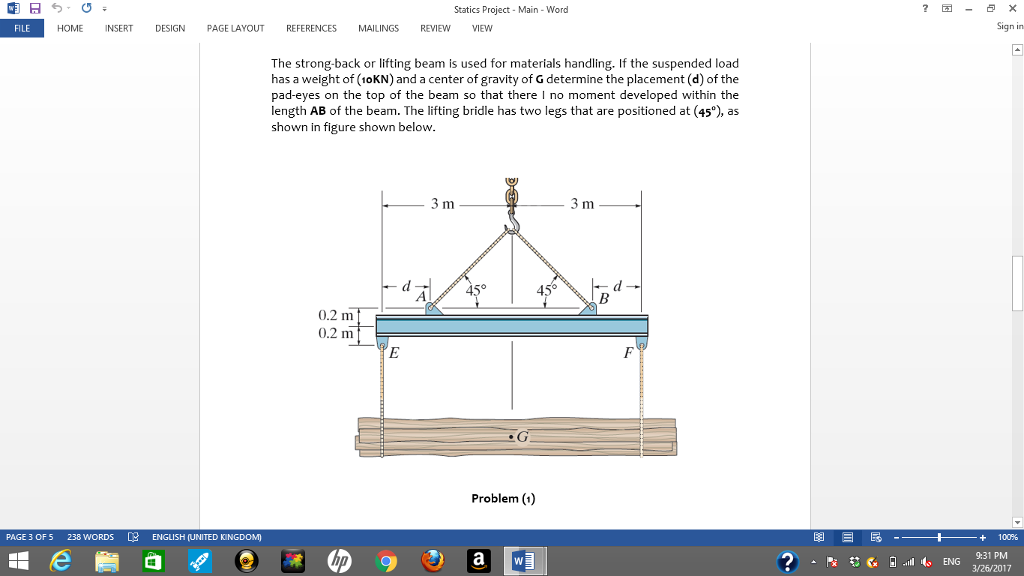 Solved The strong-back or lifting beam is used for materials | Chegg.com