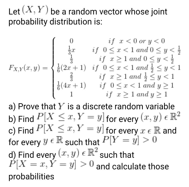 Solved Let (X, Y) probability distribution iS: be a random | Chegg.com