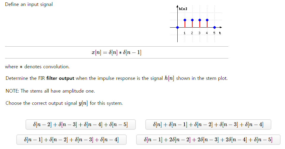 Solved Define an input signal x[n] = delta[n] * delta[n - | Chegg.com