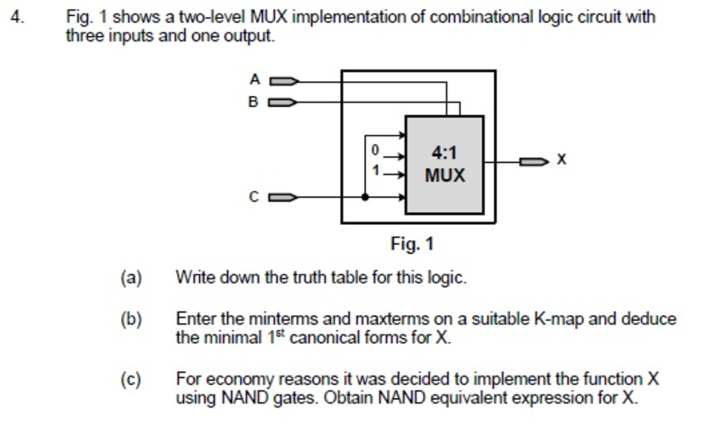 Solved Shows a two-level MUX implementation of combinational | Chegg.com