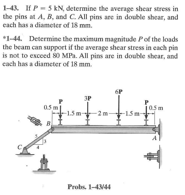 Solved If P = 5 kN, determine the average shear stress in | Chegg.com