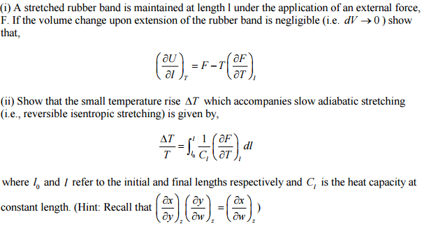 Solved (i) A stretched rubber band is maintained at length I | Chegg.com