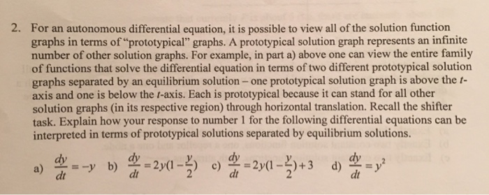 Solved For an autonomous differential equation, it is | Chegg.com