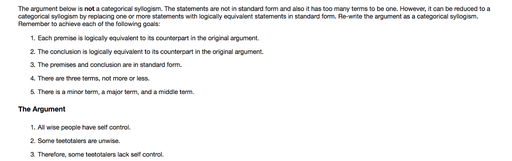 Solved The argument below is not a categorical syllogism. | Chegg.com