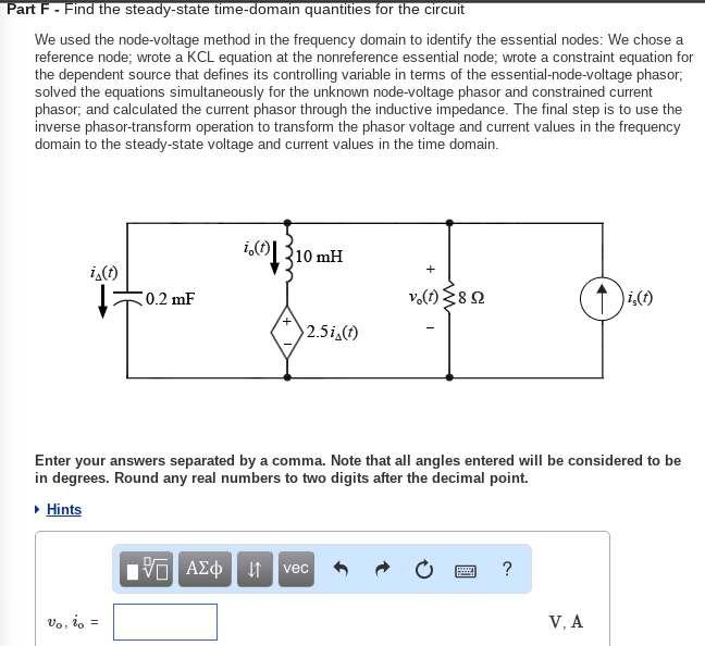 art F - Find the steady-state time-domain quantities | Chegg.com