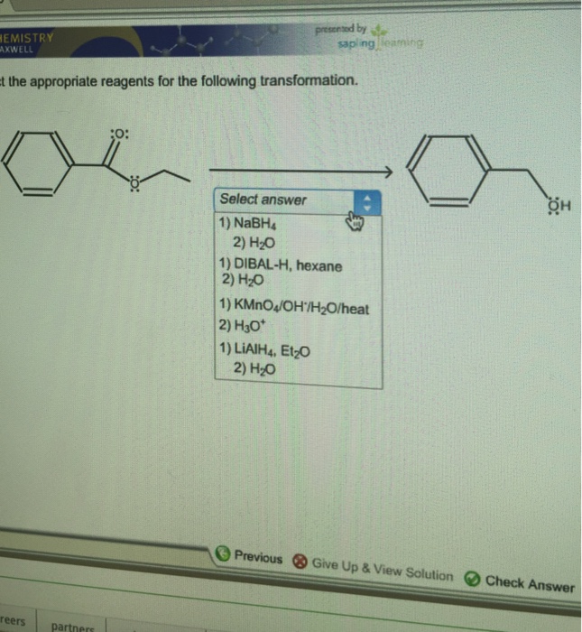 Solved Select the appropriate reagents for the following | Chegg.com