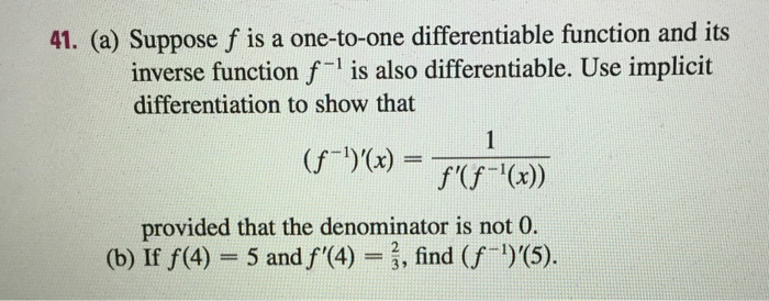 Solved Suppose f is a one-to-one differentiable function and | Chegg.com