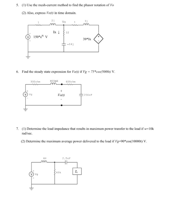 Solved Use the mesh-current method to find the phasor | Chegg.com