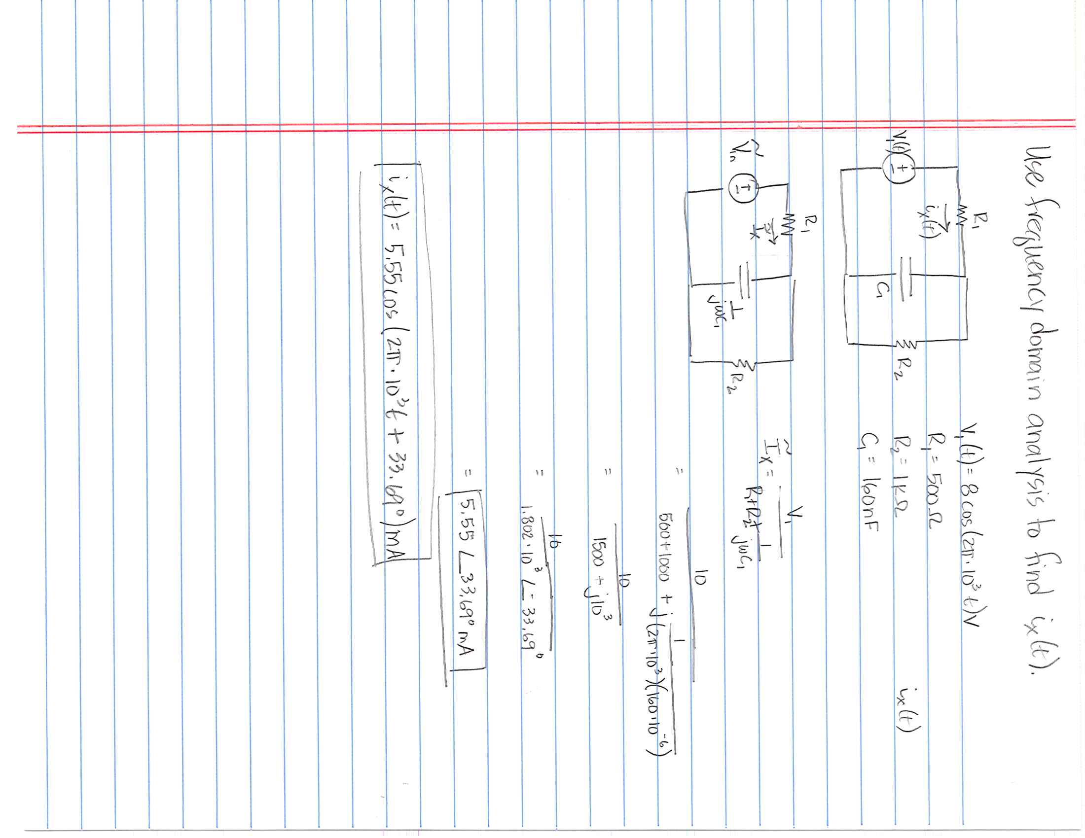 Solved Use frequency domain analysis to find i_x (t). | Chegg.com