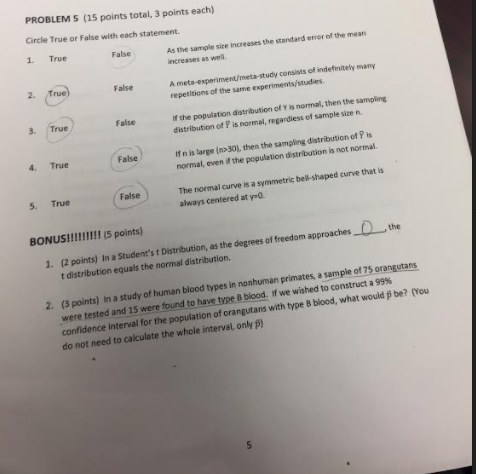 Solved Circle True or False with each statement. In a | Chegg.com