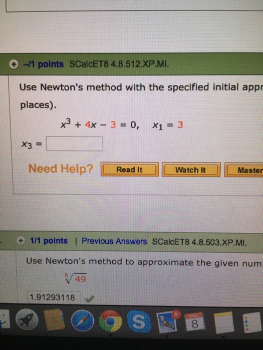 Solved Use Newton's method with the specified initial x^3 + | Chegg.com