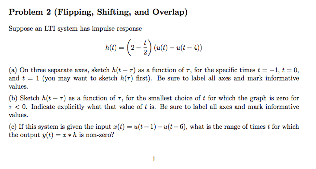 Solved Suppose an LTI system has impulse response h(t) = (2 | Chegg.com
