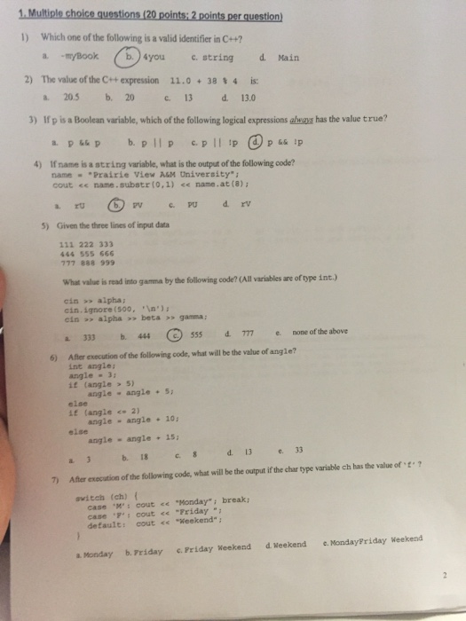 Solved Which one of the following is a valid identifier in | Chegg.com