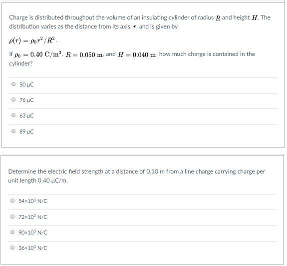 Solved Charge is distributed throughout the volume of an | Chegg.com