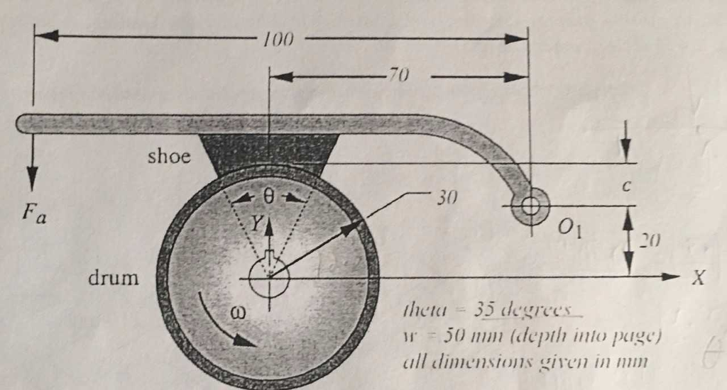 Solved The block-type hand brake shown in the figure has a | Chegg.com