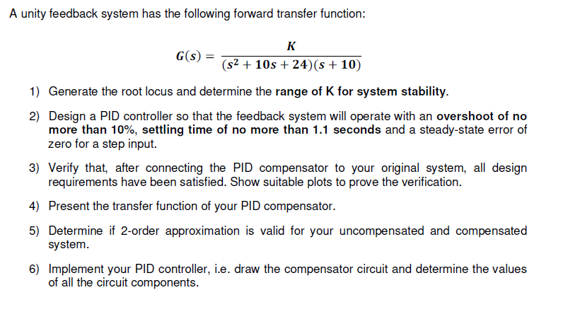 Solved A unity feedback system has the following forward | Chegg.com