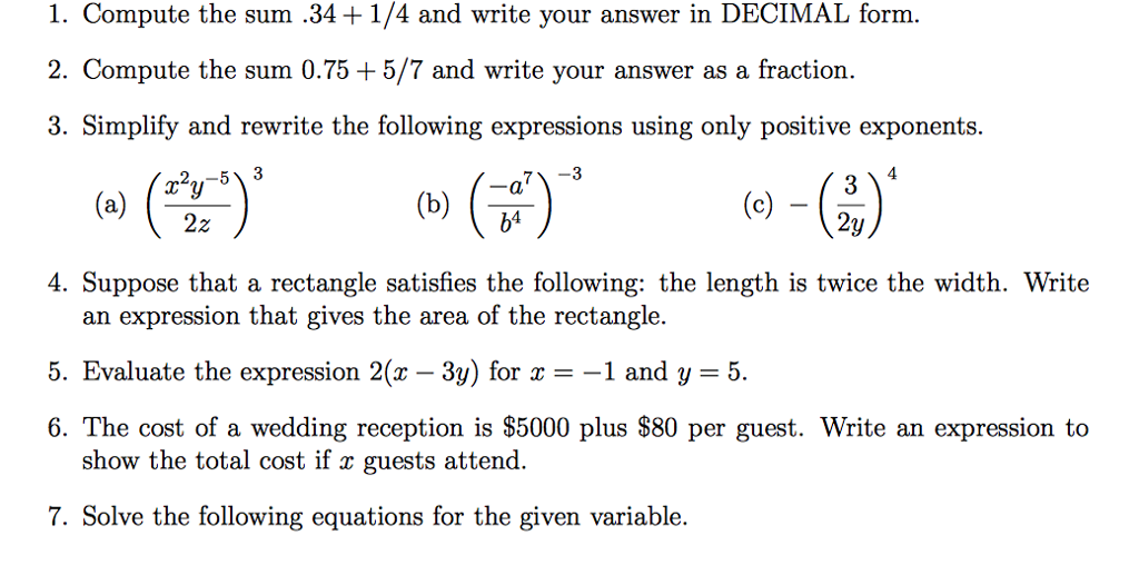 Solved 1. Compute the sum .34 1/4 and write your answer in | Chegg.com