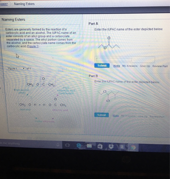 Solved Esters are generally formed by the reaction of a | Chegg.com