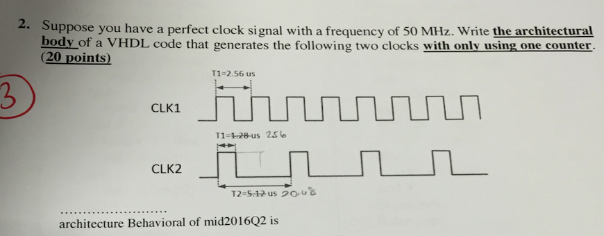 Solved 2. Suppose you have a perfect clock signal with a | Chegg.com
