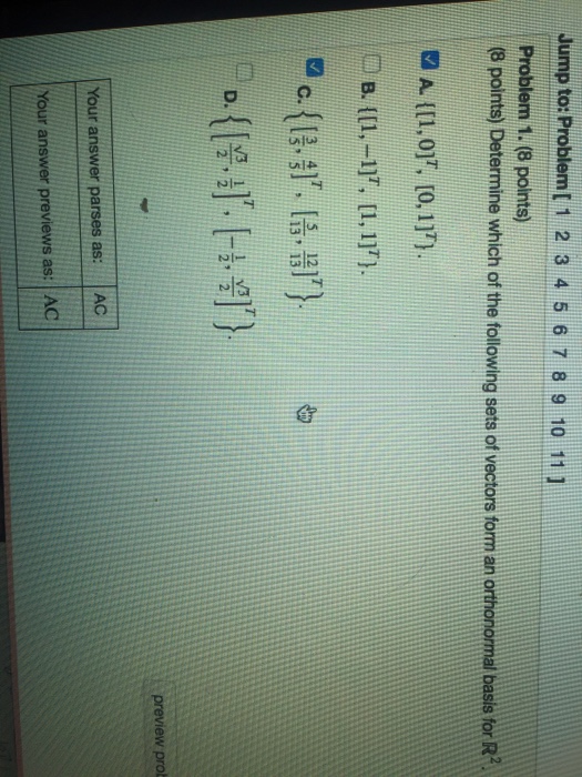 Solved Determine which of the following sets of vectors form | Chegg.com