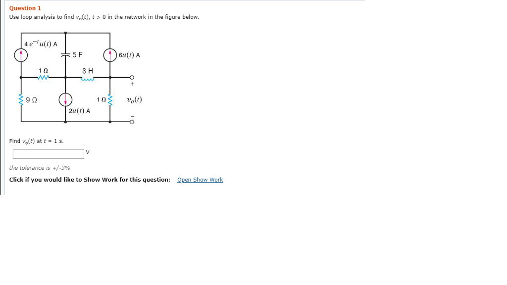 Solved Question 1 Use loop analysis to find vo(t), t> 0 in | Chegg.com