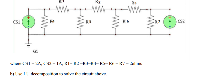 Solved where CS1 = 2A, CS2 = 1 A, R1 = R2 =R3=R4= R5= R6 = | Chegg.com