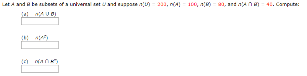 Solved Let A and B be subsets of a universal set U and | Chegg.com