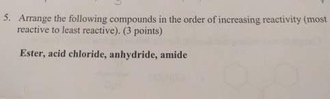 Solved Arrange the following compounds in the order of | Chegg.com