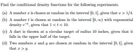 Solved Find the conditional density functions for the | Chegg.com
