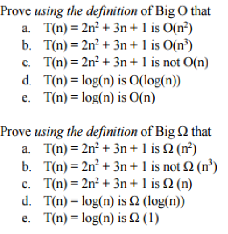 Prove using the definition of Big O that a. T(n) = | Chegg.com