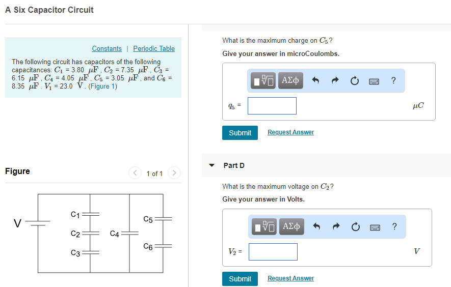 Solved A Six Capacitor Circuit What is the maximum charge on | Chegg.com