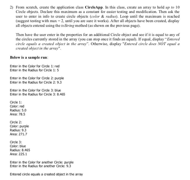 Solved Circle color: String -radius: double PI-3.14159 | Chegg.com