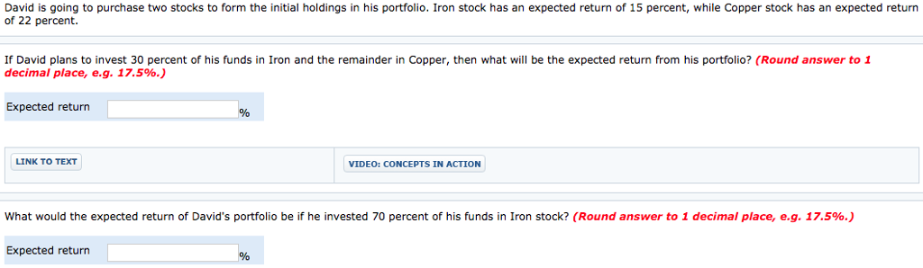 Solved David is going to purchase two stocks to form the | Chegg.com
