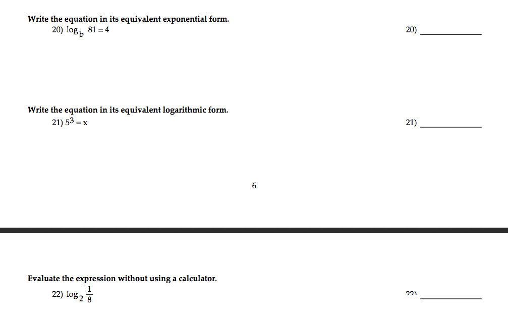 Solved Write the equation in its equivalent exponential | Chegg.com